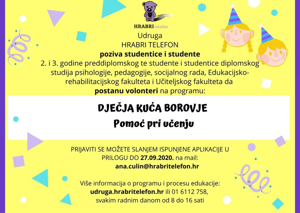 Hrabri telefon u potrazi za novim volonterima na programu Pomoć pri učenju